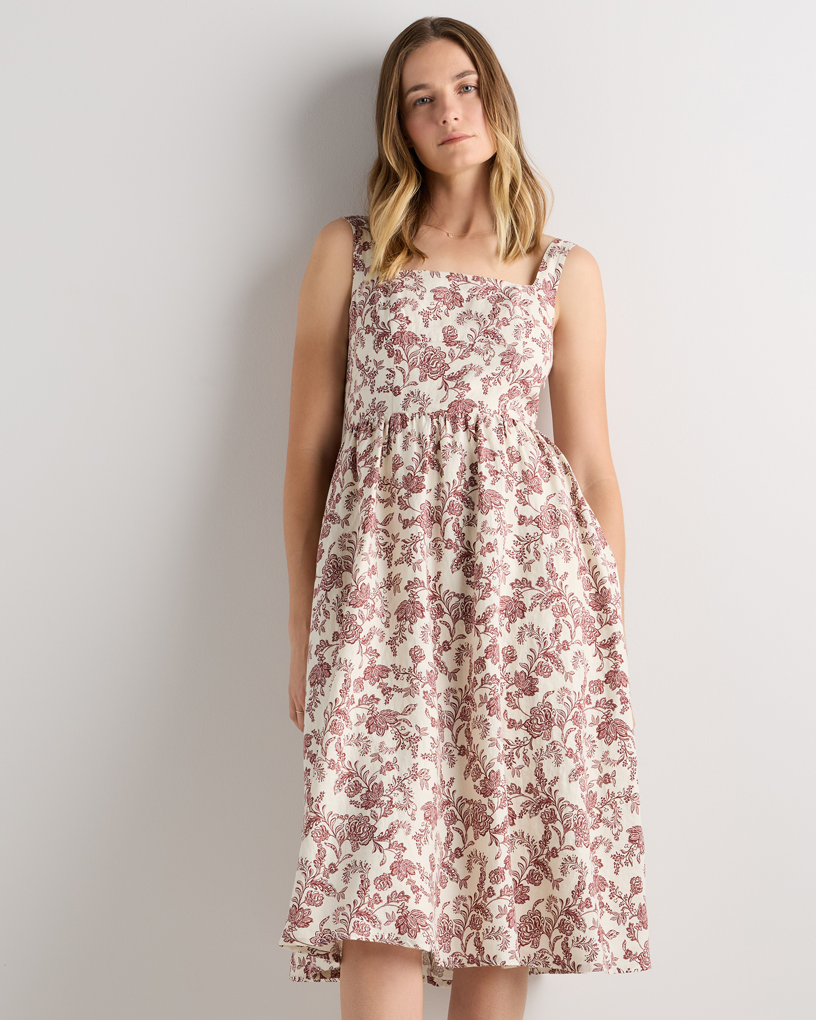 QUINCE QUINCE 100% European Linen Fit & Flare Midi Dress